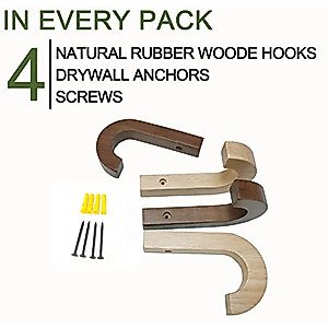 iPreference Wooden Hooks Wall Hook Decorative J Hook Wall Hook Hat Rack Coat Rack Tower Hanger 4pcs