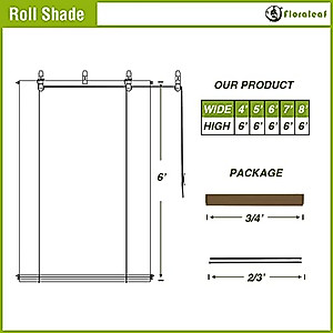 FLORALEAF Outdoor Roller Shades 7'W x 6'H Window Blinds for Porch Screen Deck Pergola Patio Balcony Gazebo Privacy Sunshade Roll Up Outdoor, Brown