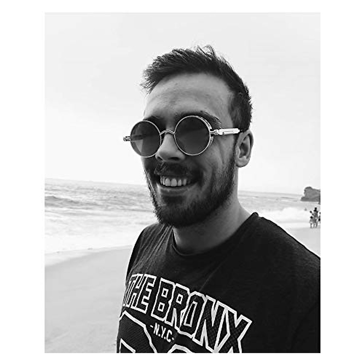 FEISEDY Retro Gothic Steampunk Sunglasses Round Metal Frame Punk Circle Inspired Shade Men B1857