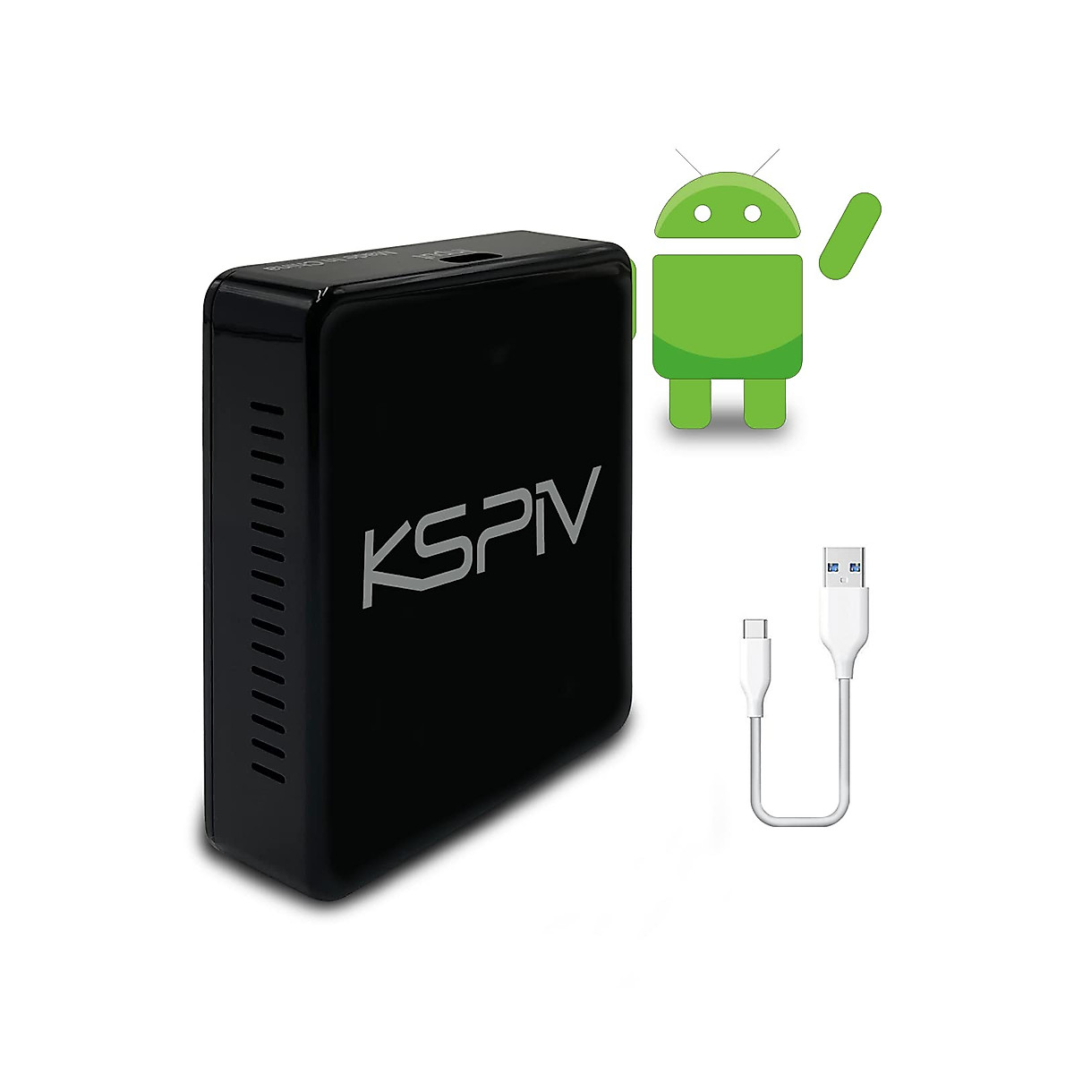 Wirless Carplay Dongle Multimedia Video Adapter Android AI Box 4+64GB for Car with Factory Wired Carplay Support Android Auto Android System USB Plug and Play (C-Touch)