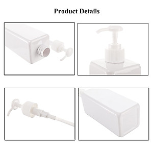 Okllen 12 Pack 16 Oz Plastic Pump Bottles, Empty Refillable Container Liquid Soap Dispenser for Shampoo, Lotion, Cleaning Products, Kitchen, Bathroom, White Square