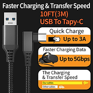 Xmipbs 10FT Link Cable for Quest 2, USB to Type C Charging Cable High Speed Transfer Data Cable for Quest/Quest 2 Headset and Gaming PC, USB C