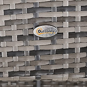 Outsunny Patio Wicker Adirondack Chair, Outdoor All-Weather Rattan Fire Pit Chairs w/Soft Cushions, Tall Curved Backrest, and Comfortable Armrest for Deck or Garden, Grey