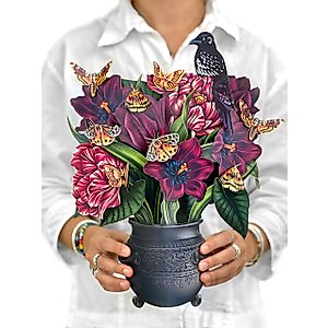 Freshcut Paper Pop Up Cards, Paper Flower Bouquet 3D Popup Greeting Cards with Note Card & Envelope, Birthday Card, Anniversary Card, Get Well Gifts for Women, 12" Moonlight Garden