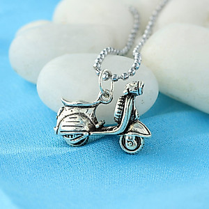 Gem Avenue 925 Sterling Silver Vespa Motor Scooter Charm Pendant for Women