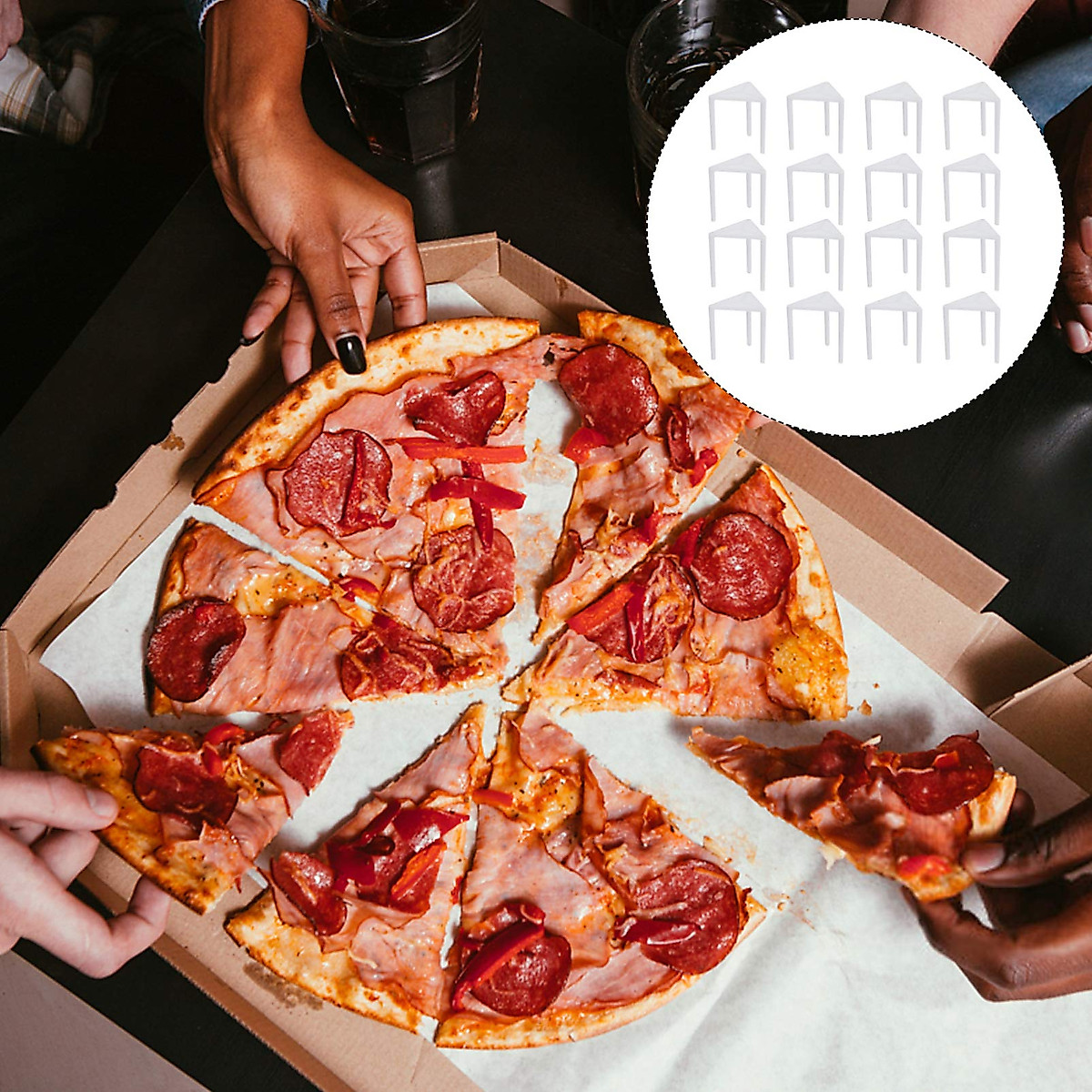 Hemoton Cake Tray 100pcs Plastic Pizza Tabletop Pizza Saver Pizza Box Table Triangle Brackets Pizza Holder White Serving Tray