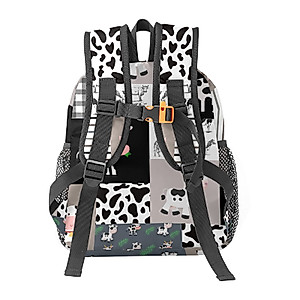 Grandkli Cow Print Plaid Gray Personalized Kids Toddler Backpack for Boys Girls ,Custom Mini School Backpack Bags Kindergarten, 10 in(L) x 4 in(W) x 12 in(H)