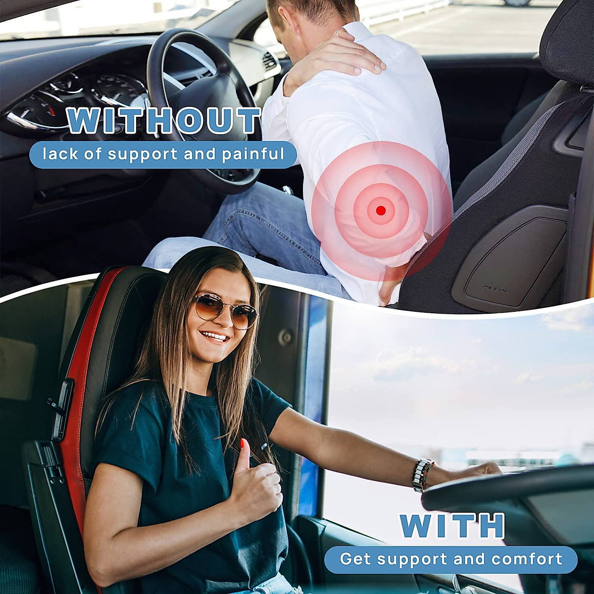 anzhixiu Car Seat Cushion, Car Cushion Seat Cushion for Car Seat Driver, Sciatica Pain Relief Pillow Tailbone Pain Relief Cushion for More Relaxation