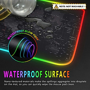 31.5"X12" Large Gaming Mouse Pad for Desk, RGB Mouse Pad with 11 Lighting Modes, Quality World Map Mouse Pad with Durable Strip Lighting, Waterproof LED Mouse Pad with Non-Slip Rubber Base