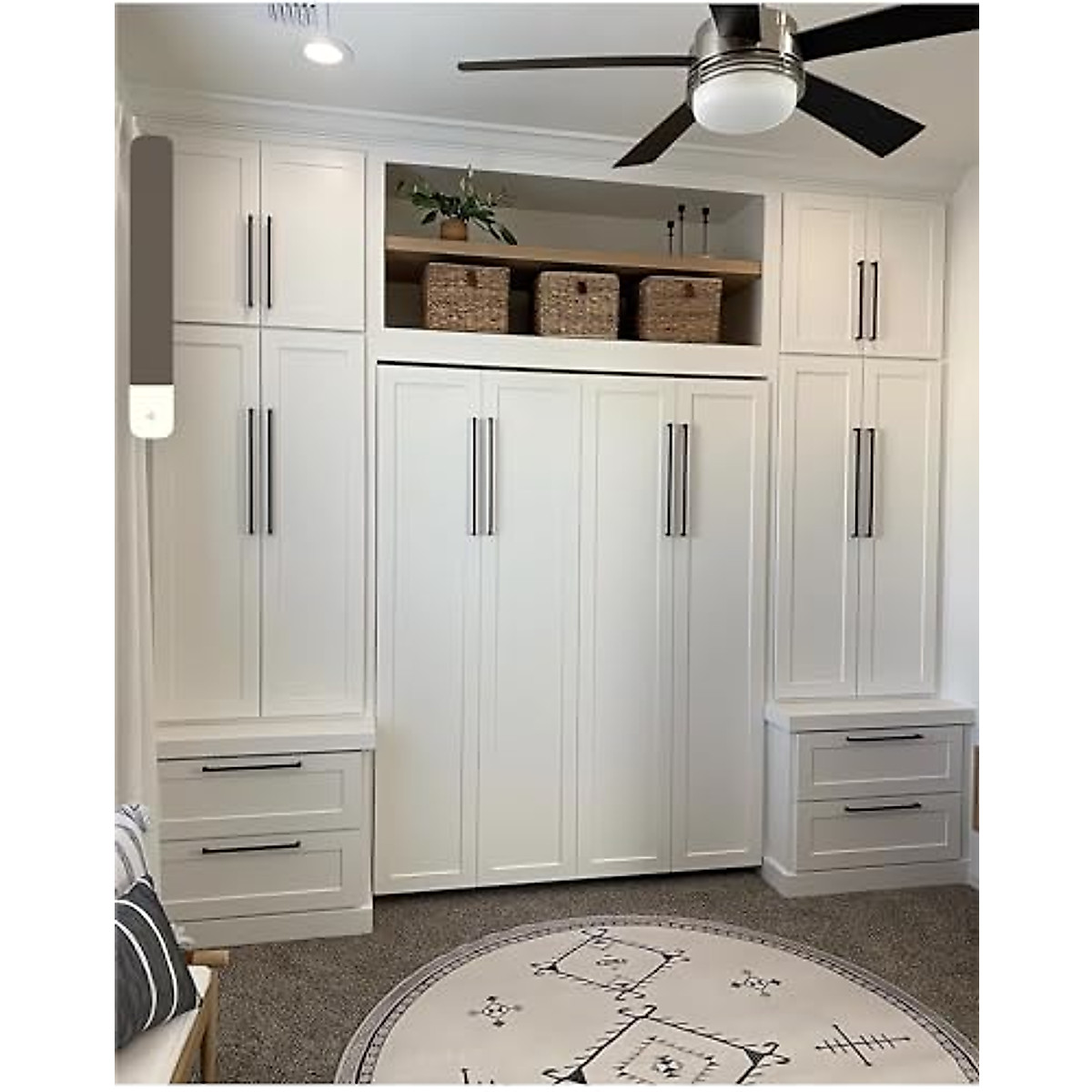 Tlongxia【Vertical-King Murphy Bed Kit DIY Hardware with Coarse Gas Bumper Spring Frame Mattress Concealed for Semi-Automatic Foldable Cabinet Bed Closet Bed Room Study Wall Bed Easy to Install