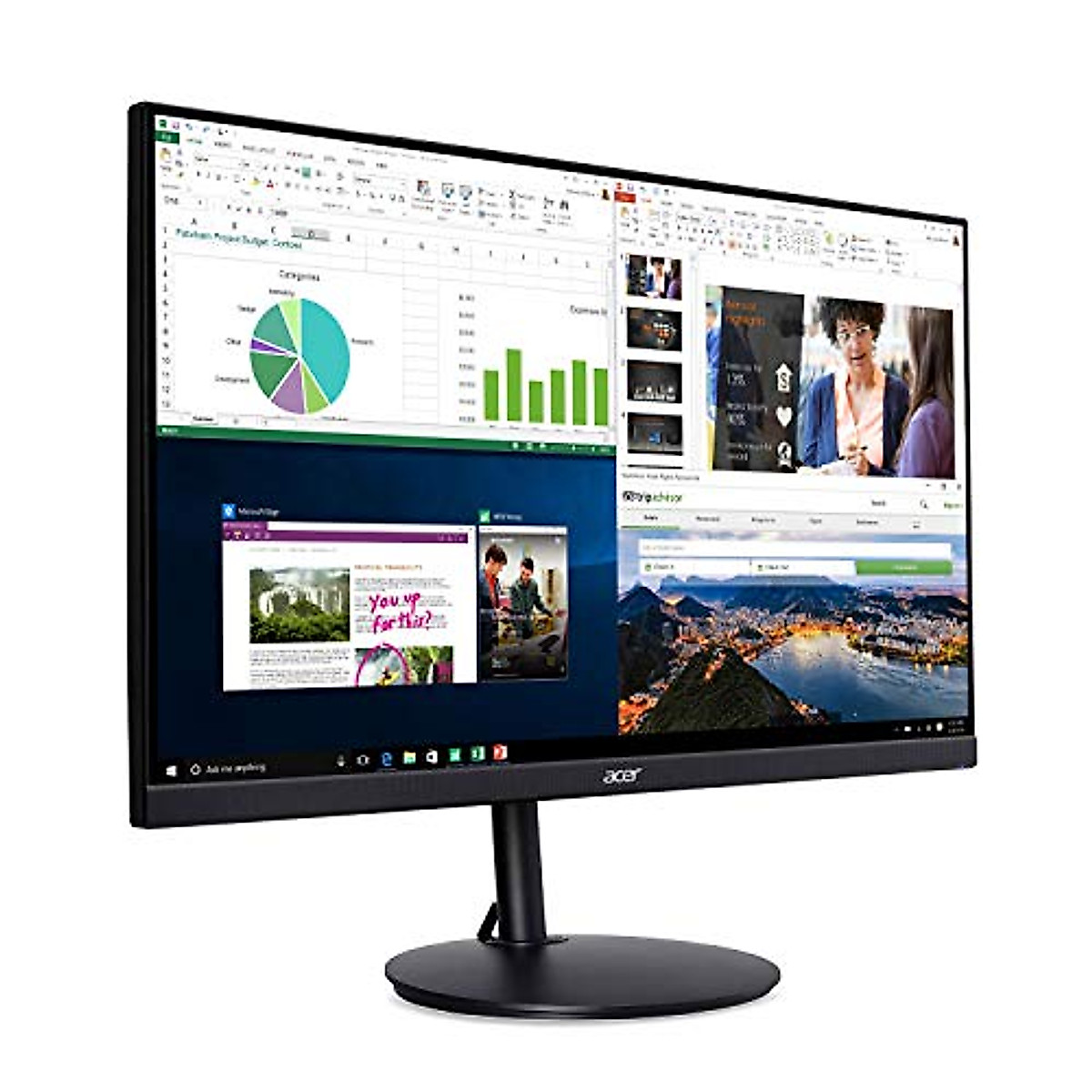 Acer CB242Y bir 23.8" Full HD (1920 x 1080) IPS Zero Frame Home Office Monitor with AMD Radeon Free Sync - 1ms VRB, 75Hz Refresh, Height Adjustable Stand with Tilt & Pivot (HDMI & VGA ports),Black