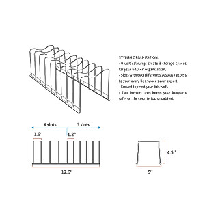 2 Pack HS Ideas Pot Lid Organizer, Kitchen Plate Rack Holder Rest,Pan and Pot Lid Holder for Cutting Boards, Bakeware, Cooling Rack, Serving Trays,Pantry and Cabinet Holder - Silver Finish…