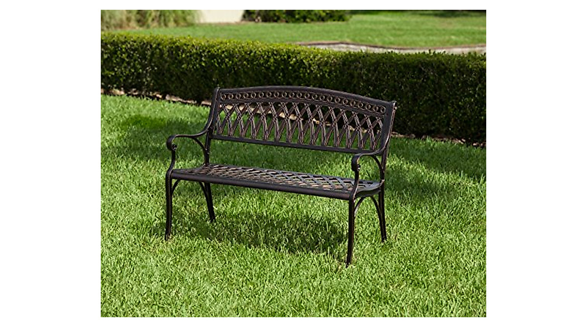 Patio Sense 62441 Simone Cast Aluminum Patio Bench Heavy Duty Rust Free ...