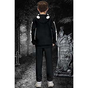 Girls Halloween Costume Bone Skeleton Skull Sweatshirt Hoodie Pant Set for Boys 9-10 Years