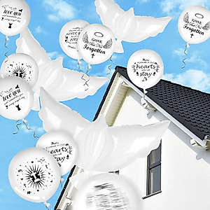 4PCS White Dove Balloons and 35PCS Memorial Balloons to Release in Sky Biodegradable Balloons for Release Happy Heavenly Birthday Balloon for Condolence, Funeral, Anniversary, Remembrance Services