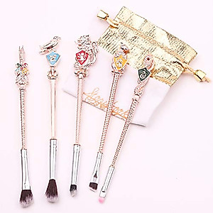 Potter Makeup Brush Set for Women with Gift Bag 5pcs Metal Magic Eye Shadow Eyeliner Blending Pencil Lip Brush Beauty Tools (Rose Gold)