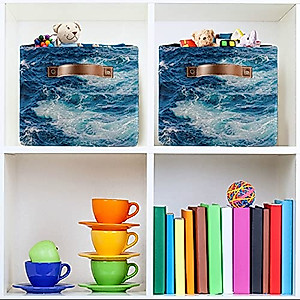 TropicalLife Rectangular Storage Bin Cube Ocean Sea Beach Foldable Organizer Basket with Handles, Hawaii Theme Collapsible Storage Box for Kids Toy Shelf Closet Nursery