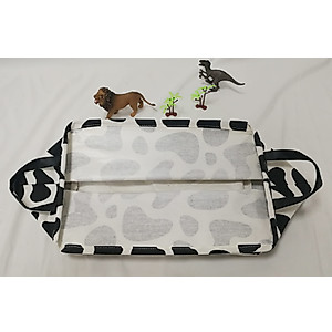 HUAYEE Rectangular Storage Bin Shelf Basket Canvas Fabric Toy Box,Waterproof Coating Nursery Hamper with Handles,Gift Basket for Home,Office,ClothesBooks(REC Cow)