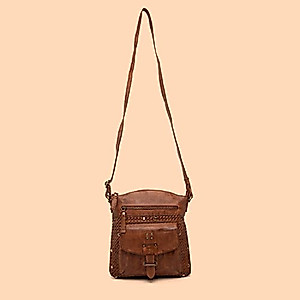 Sling Bags for Women Genuine-Leather - Vintage Multi Pocket Crossbody Purse (Copper)