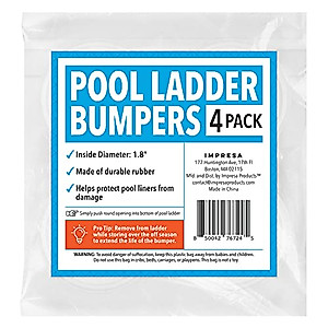 [4 Pack] Pool Ladder Bumpers to Protect Pool Liner - Protective Step Ladder Plugs for Inground Pool - Swimming Pool Ladder Parts - White Rubber Plug for Swimming Pool Ladder - 1.8” Inner Diameter