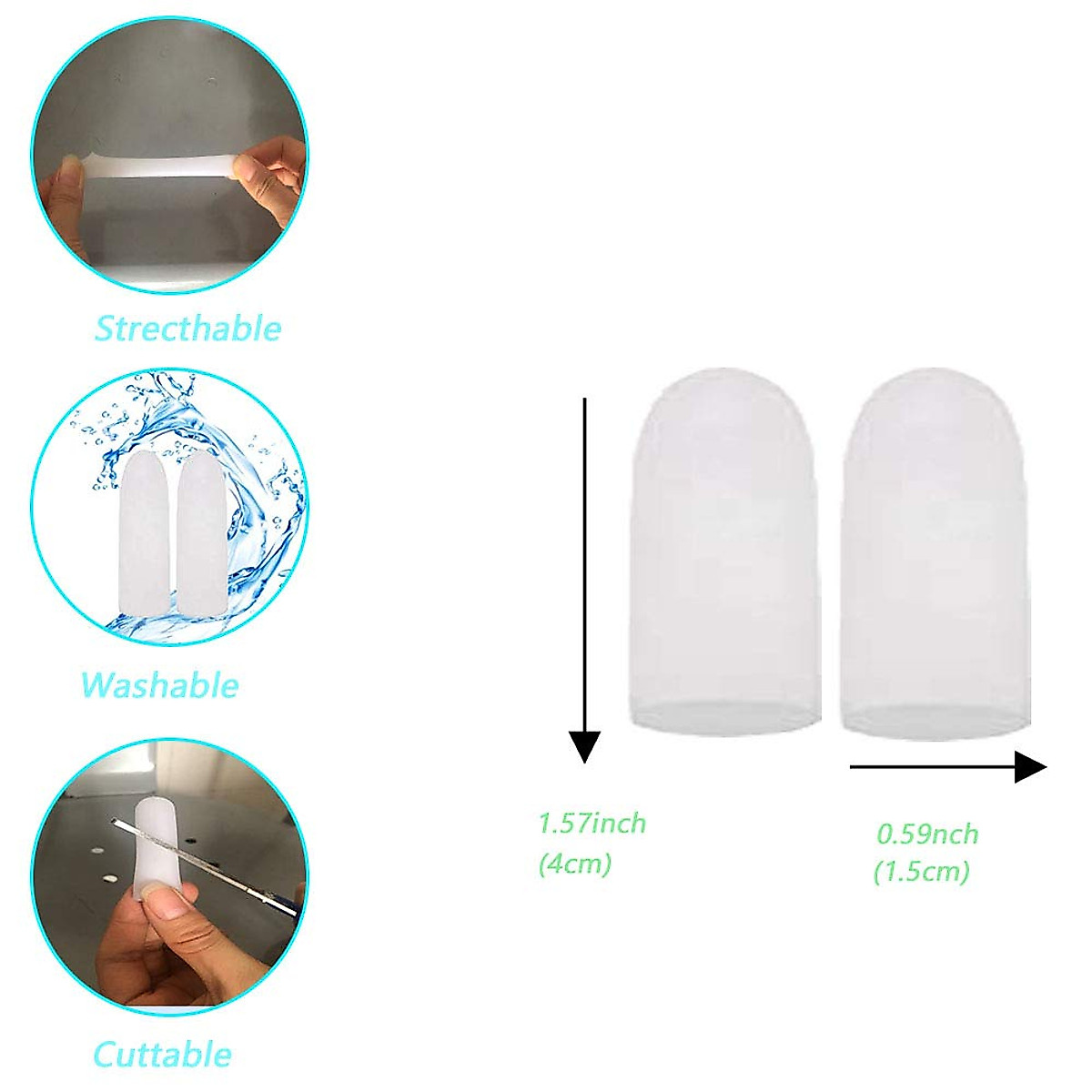 Kris-kikomy Gel Finger Protectors Finger Caps Silicone Fingertips Protection - Finger Cots Great for Trigger Finger, Finger Arthritis, Finger Cracking and Other Finger Pain Relief (Medium)