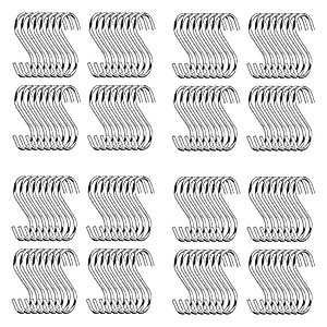 Pack of 100, 2.4 Inch S Hooks for Hanging Plants, S Hooks for Hanging Clothes, Stainless Steel Heavy Duty Hook, Durable S Shaped Hooks for Kitchen, Large S Hooks for Hanging Heavy Duty, Closet Hooks