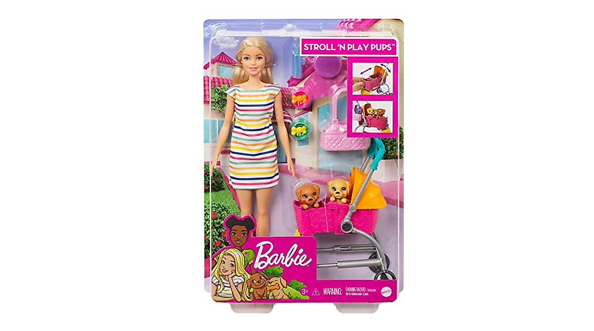 Barbie Dogwalking Doll & Accessories Playset for Kids