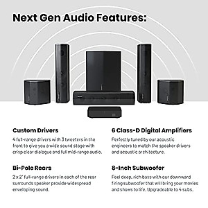 Enclave CineHome II - 5.1 Wireless Plug and Play Home Theater Surround Sound System - Dolby, DTS WiSA Certified - Includes 5 Custom Designed Wireless Speakers, 8-inch Subwoofer & CineHub Transmitter
