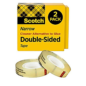 Scotch Double Sided Tape, 1/2 in x 500 in, Permanent, 2 Boxes/Pack (665-2)