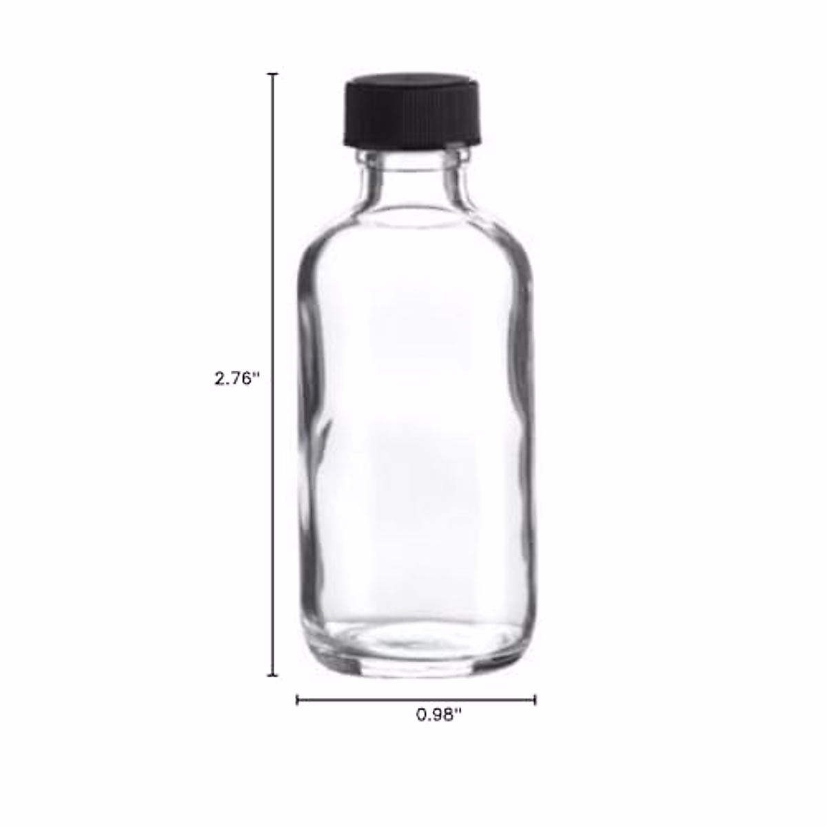 Premium Vials B27-12 Boston Round Glass Bottle with Cap, 4 oz Capacity, Clear (Pack of 12)