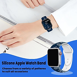 Nautical Theme Blue Anchor Watch Bands Compatible with Apple Watch 38mm 40mm 41mm for Women Men Silicone Wristbands Strap Replacement for IWatch Series SE 8 7 6 5 4 3 2 1