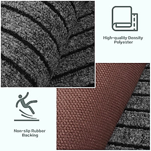 Custom Size Runner Rug 2 ft x 12 ft, ZGR 2-82ft Carpet Runners Hallway Entryway Kitchen Garage Laundry Room Area Rugs with Non-Slip Rubber Backing, Gray with Black Stripe