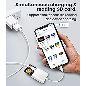 SD Card Reader for iPhone iPad,Oyuiasle Trail Game Camera SD Card Viewer with Dual Slot for MicroSD/SD,Photography Memory Card Adapter,Plug and Play