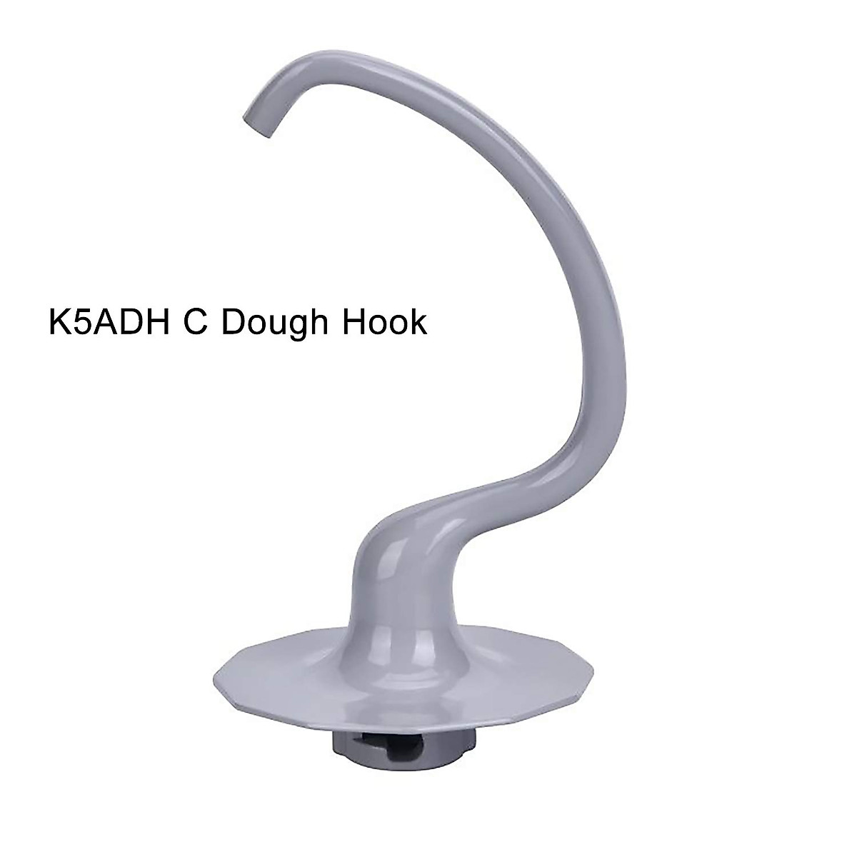 Lawenme Dough Hook for KitchenAid Mixer- K5ADH Coated C Dough Hook Attachments for 5 Quart Bowl-Lift Stand Mixers K4SS K5SS KSM5 KSM50 (Grey)