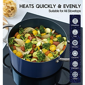 MICHELANGELO 6 Quart Stock Pot with Lid, Non Toxic Cooking Pot, Ceramic Soup Pot with Lid, Non Stick Pot with Stainless Steel Handle, Induction Compatible