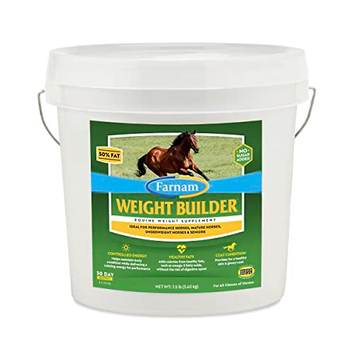 Farnam Weight Builder Horse Weight Supplement, Helps Maintain Optimal Weight and Body Condition with no Sugar Added, 7.5 pounds, 30 Day Supply