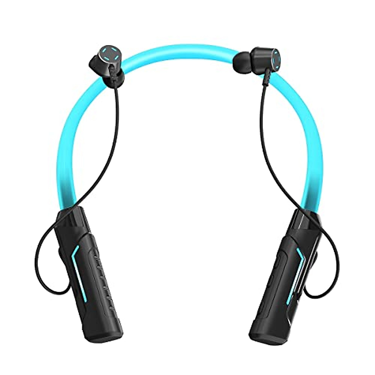 DECWIN Neckband Wearable Wireless Headphones,Bluetooth LED Light Show Earphones,Night Running LED Headphone with Mic TF Music Waterproof