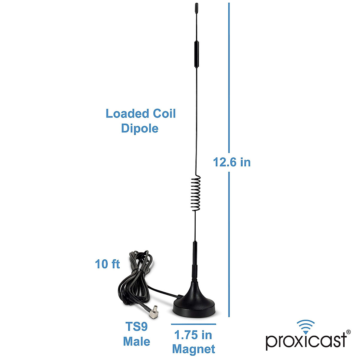 Proxicast 6.5~8 dBi Gain External Magnetic Loaded Coil 4G Antenna AT&T Nighthawk M5 / MR5100, M1 / MR1100, Velocity 2, Verizon Jetpack 8800L & Others MiFi Hotspots w/ TS9 Connectors (ANT-124-TS9-2PK)