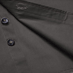 Men's Long Sleeve Button Down Shirts Turn-Down Collar Slim Fit Shirt Stylish Business Tactical Shirts with Pockets (Grey,6X-Large)