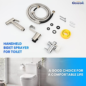 Goseoil Handheld Toilet Bidet Sprayer for Toilet-Adjustable Water Pressure Control with Bidet Hose for Feminine Wash set, Stainless Steel Brushed Nickel Cloth Diaper for Baby Wash