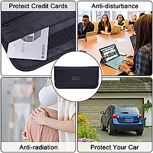 Wisdompro Faraday Bag, RFID Signal Blocking Bag Shielding Cage Pouch Wallet Case for Cell Phone Privacy Protection and Car Key FOB, Anti-Tracking, Anti-Spying Case Blocker - Black