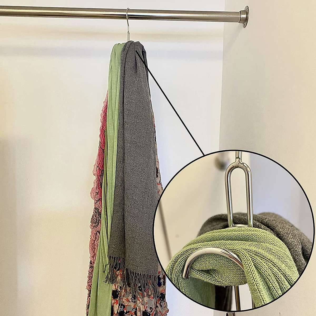 Evelots Purse Handbag Closet Organizer-Hanging-Chrome Finish-24 Hook Total-Set/4