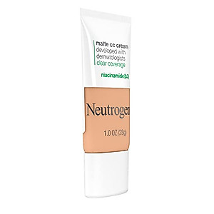 Neutrogena Clear Coverage Flawless Matte CC Cream, Full-Coverage Color Correcting Cream Face Makeup with Niacinamide (b3), Hypoallergenic, Oil Free & Fragrance Free, Butter, 1 oz