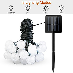 Solar String Lights Outdoor Fairy 30LED 6.5M/ 21Ft Christmas Decorative Ball Lamp Waterproof Indoor with Solar Panel for Patio Garden Backyard Home