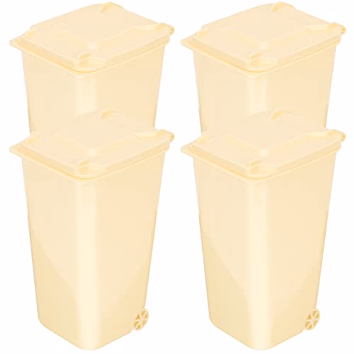 Zerodeko Trash Cans 4pcs Mini Trash Can Desktop Waste Garbage Bin with Lid Wastebasket Countertop Wastebasket Trash Can for Home Office Vanity Tabletop Bedroom Bathroom Yellow Small Trashcan