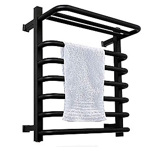 Bathroom Towel Warmer Electric Heated Towel Rack, Electric Towel Warmer Drying Rack, Stainless Steel Polished Heated Towel Rail Radiator with Shelf, Bathroom Wall Mounted Heated Towel Rack with On/Off