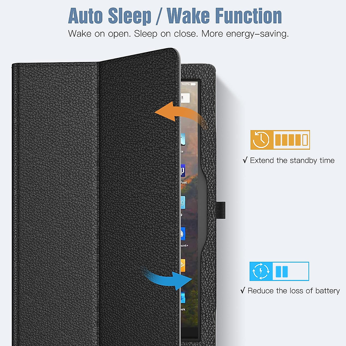 TiMOVO Case for All-New Kindle Fire HD 10 & Fire HD 10 Plus Tablet (10.1", 11th Generation, 2021 Release), Slim Folding PU Leather Stand Cover Case with Auto Wake/Sleep, Black