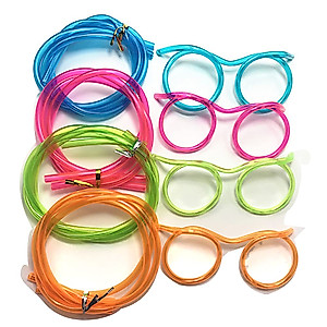 8 Pieces Reusable Silly Straw Glasses Eyeglasses Straws Eyeglasses Crazy Fun Loop Straws Novelty Drinking Eyeglasses Straw for Kids Party Annual Meeting Parties Birthday