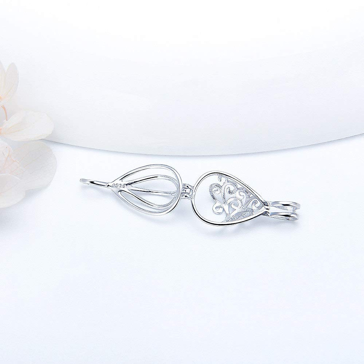 LGSY 925 Sterling Silver Waterdrop Cage Pendants Crafting Charm for DIY Necklace Bracelet Jewelry Making