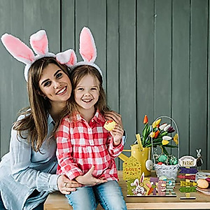 Easter Tiered Tray Decor-14Pcs Easter Tiered Tray Decorations-Gnome Plush, Beads Garland, Eggs and Bunny Wood Sign Decor for Home Table Kitchen Mantle